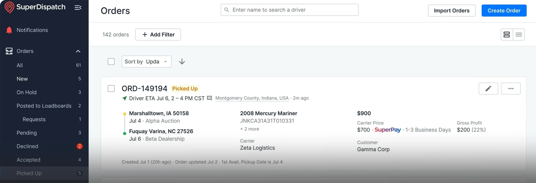 Shipper TMS - Super Dispatch