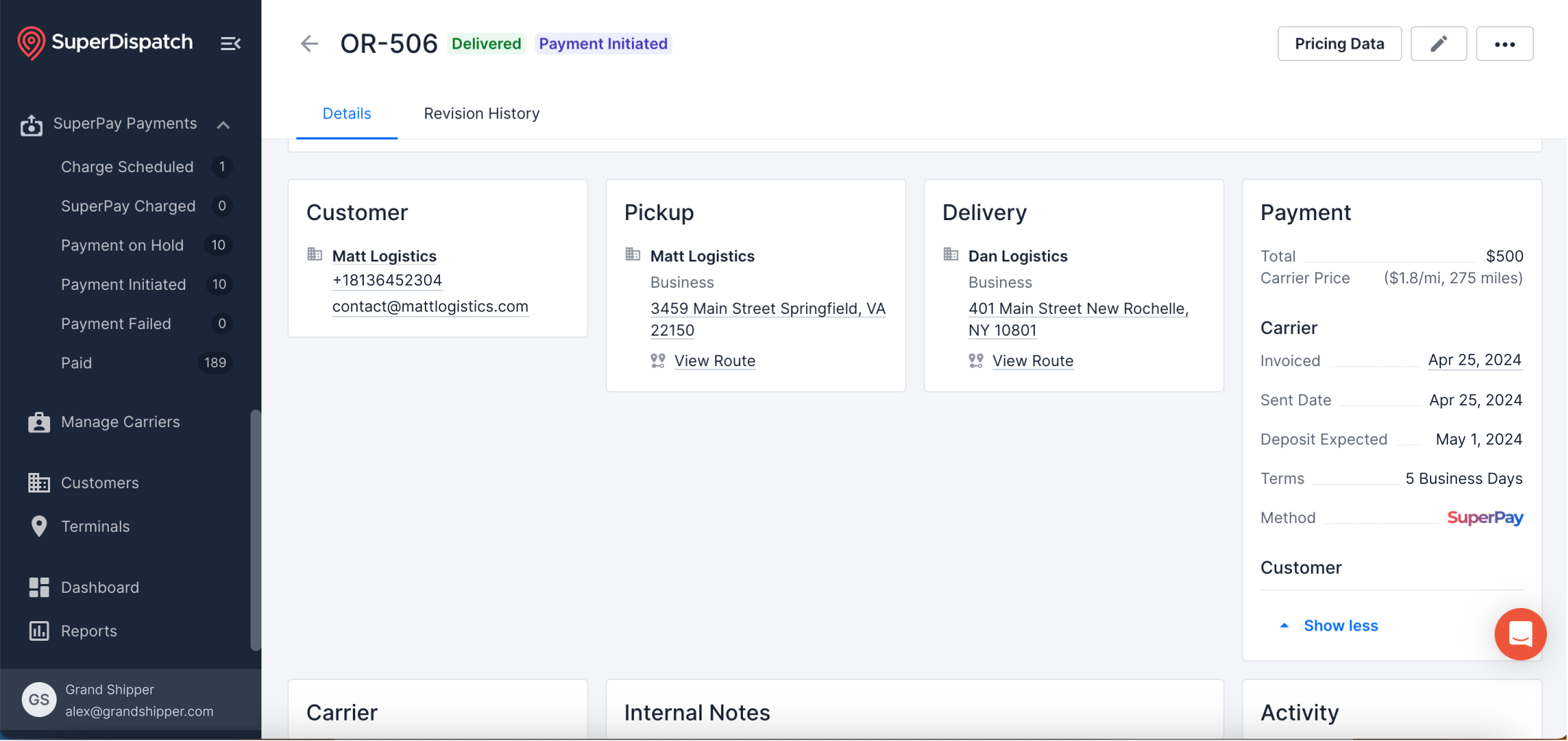 SuperPay - Super Dispatch